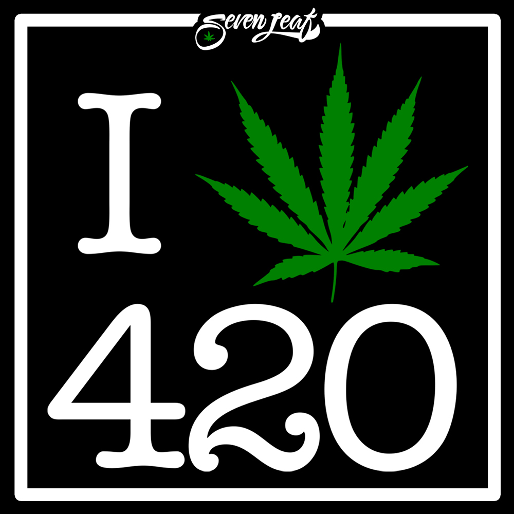 Seven Leaf I Heart 420 Sticker