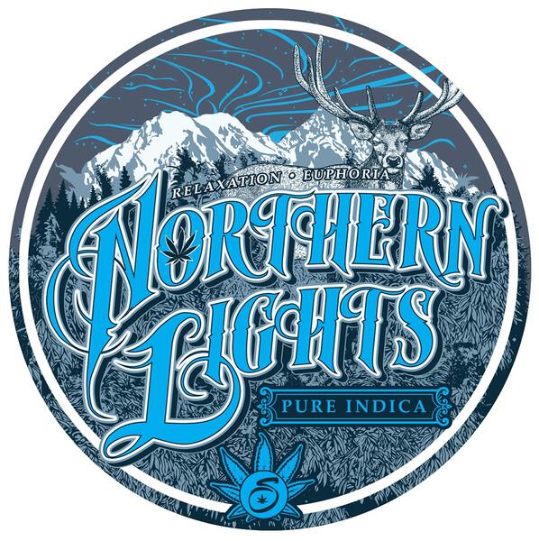 Seven Leaf - Northern Lights Strain - 4"x4" Sticker